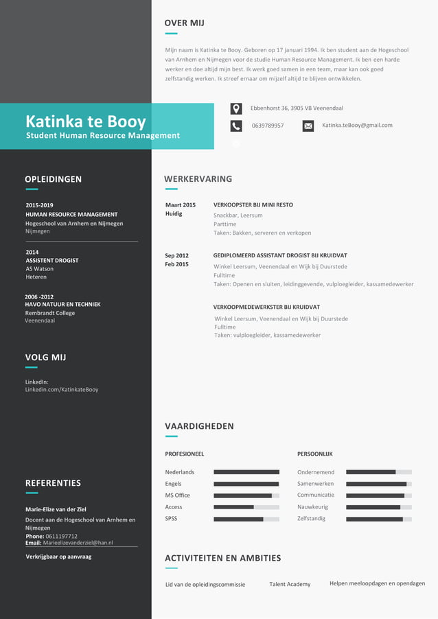 Curriculum vitae katinka te booy | PDF