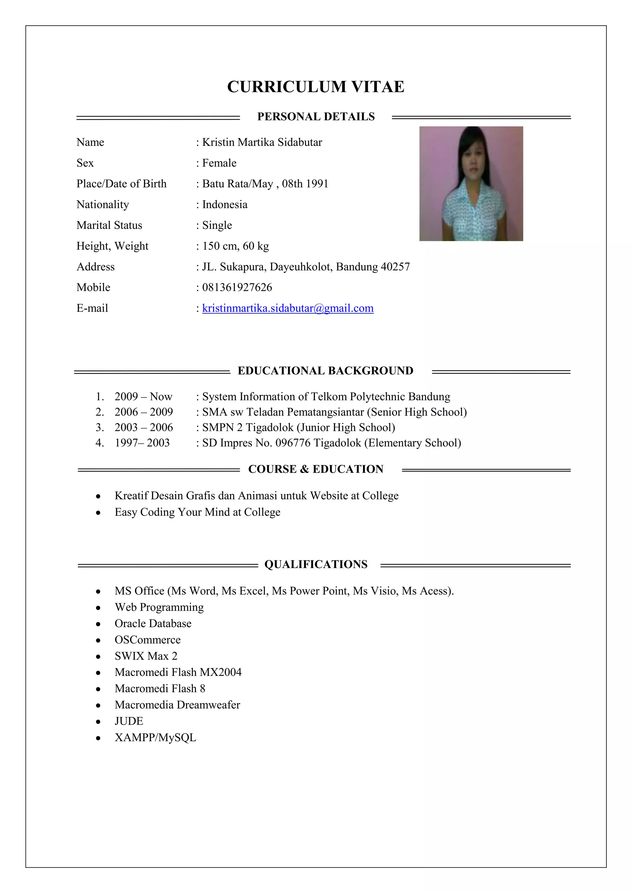 Curriculum vitae kristin | PDF
