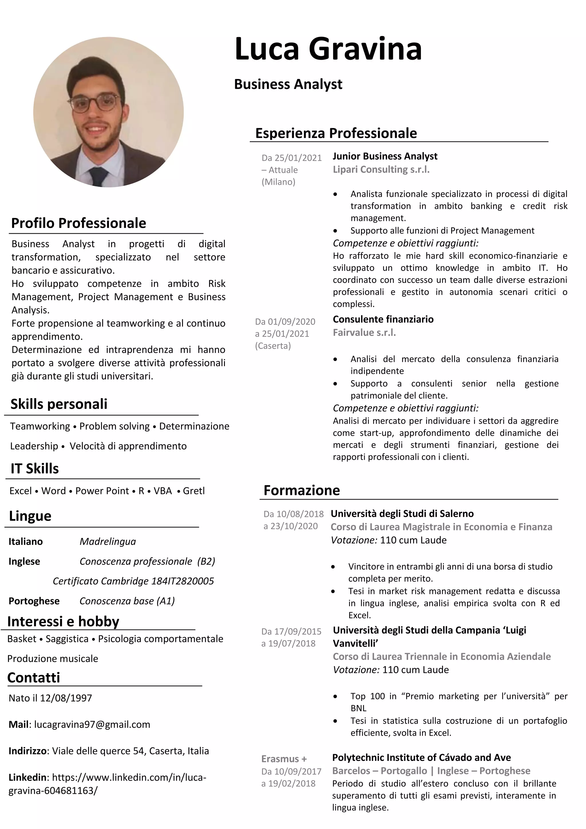 Curriculum vitae luca gravina | PDF