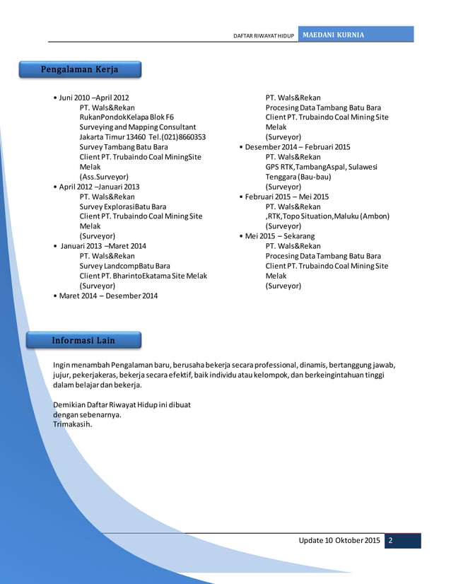Curriculum vitae maedani kurnia | PDF