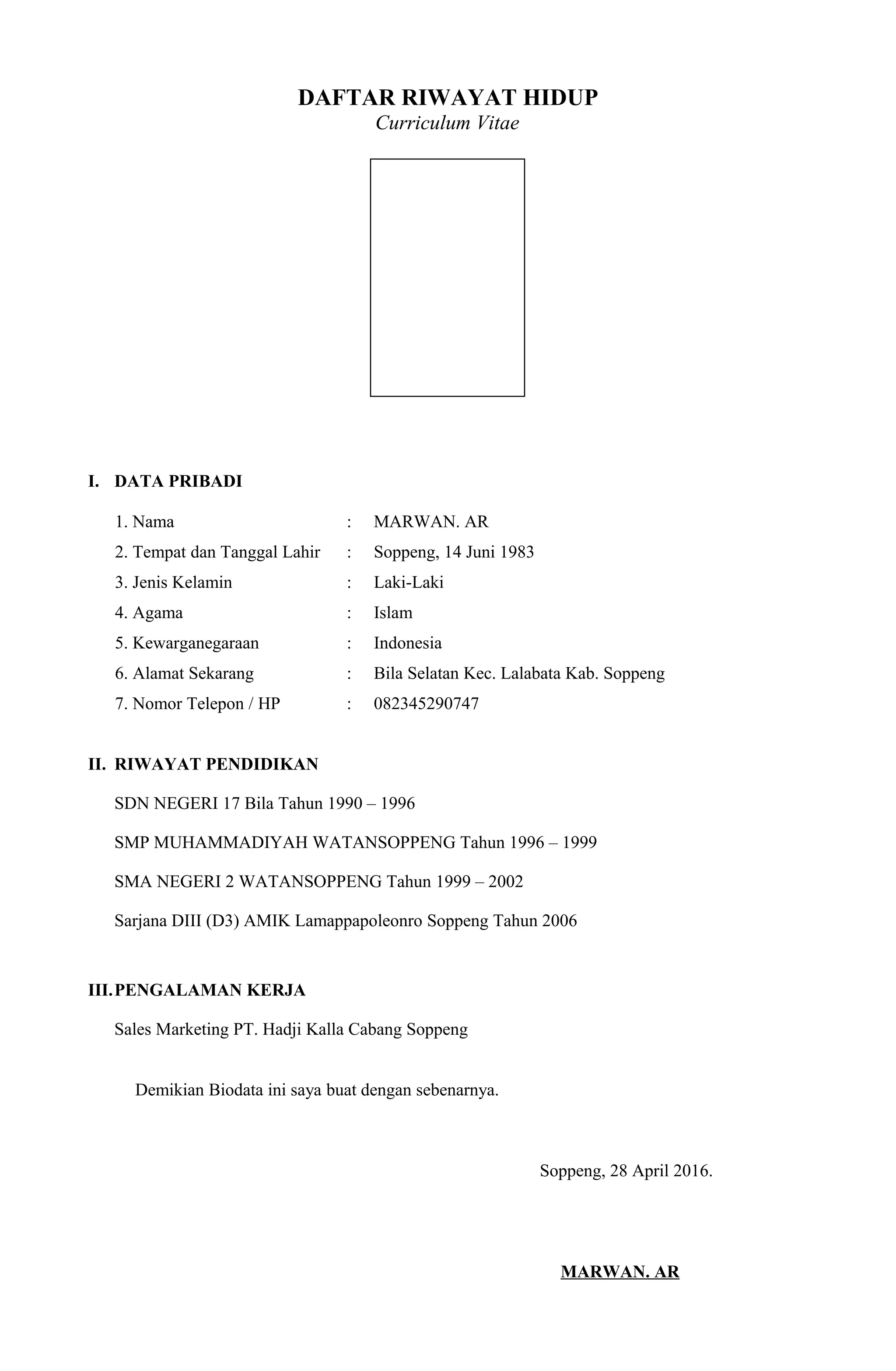 Curriculum vitae marwan | DOC