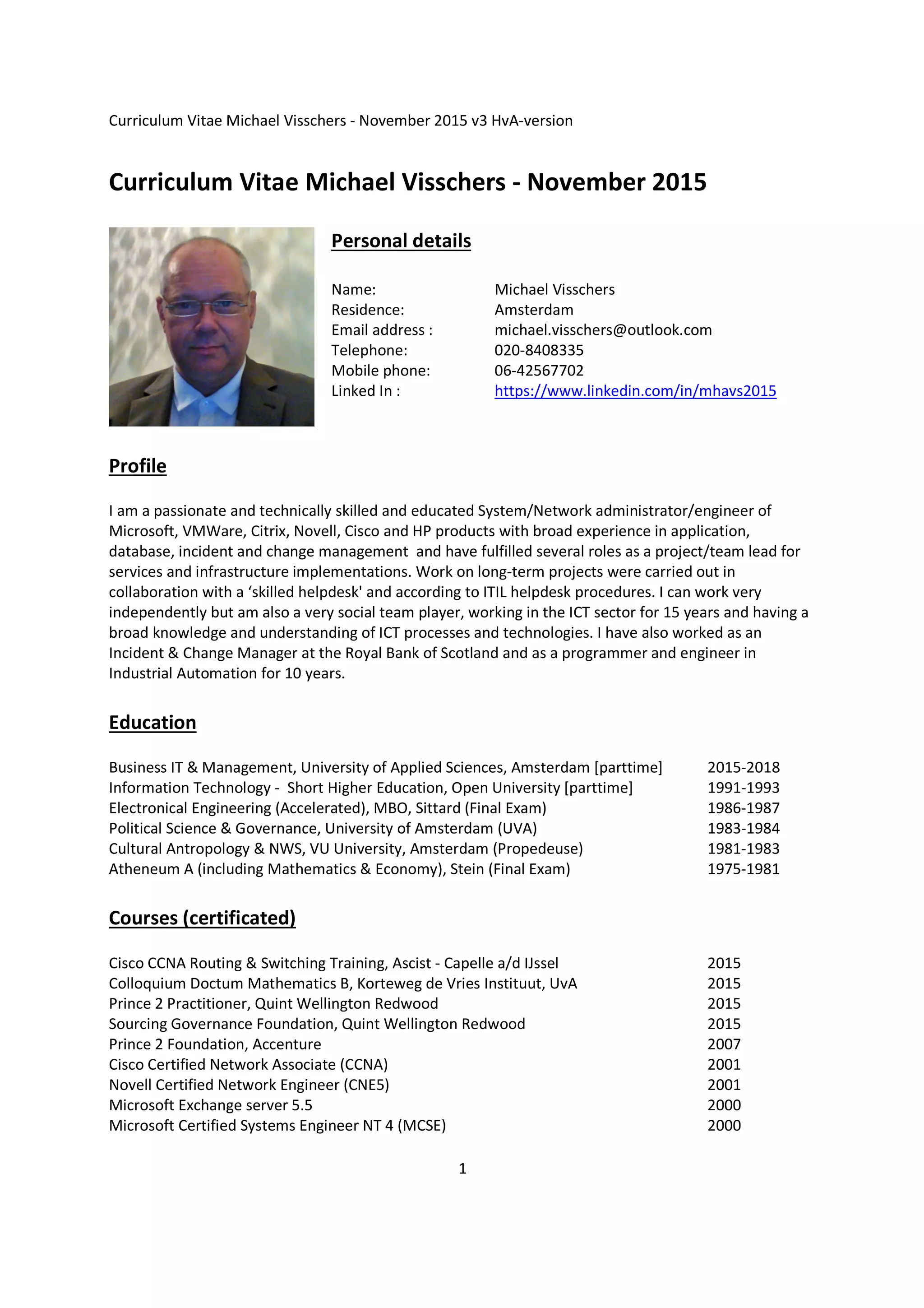 Curriculum vitae michaelvisschers-november2015v3_eng | PDF