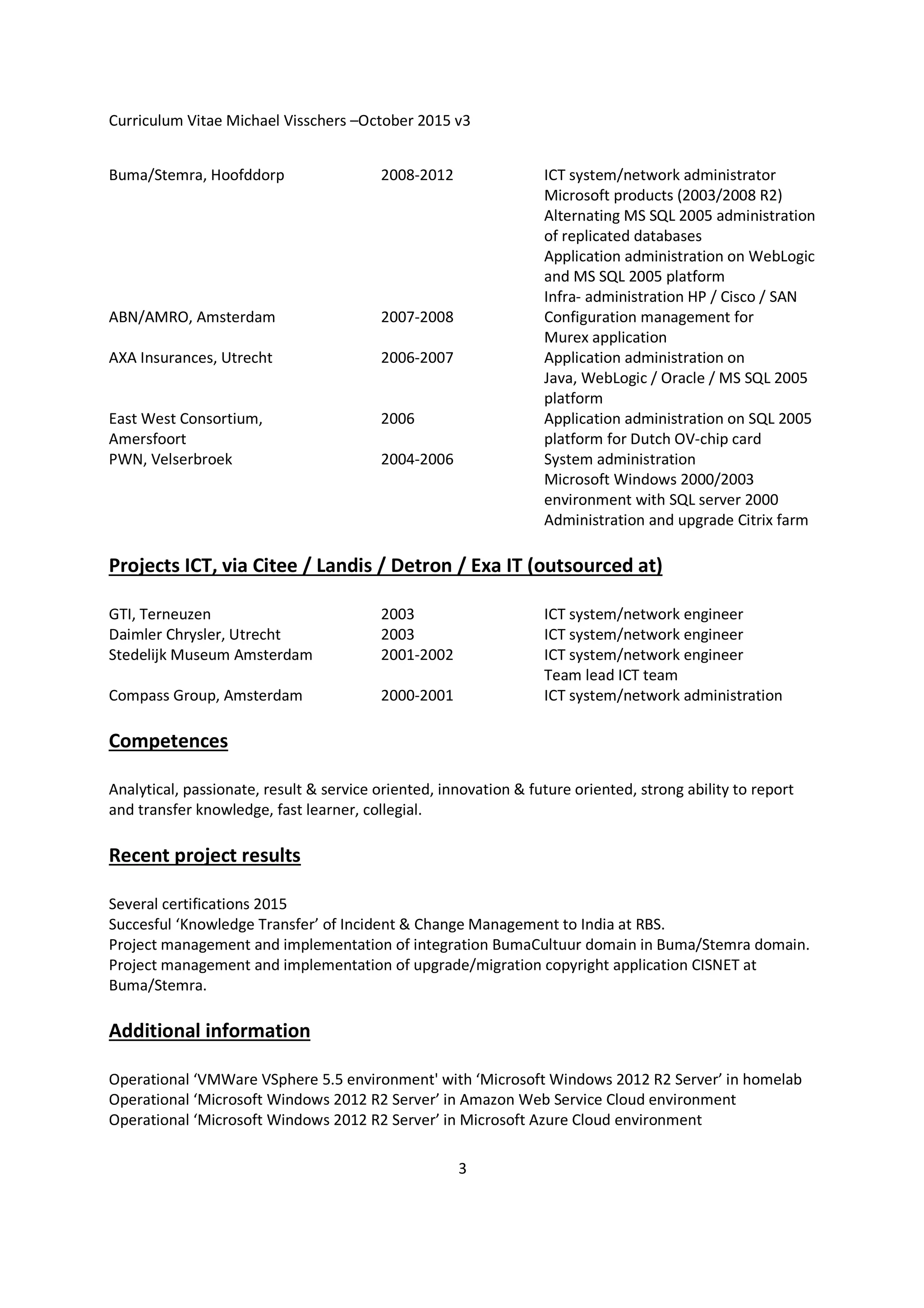Curriculum Vitae Michael Visschers-January 2016 v1 NED | PDF