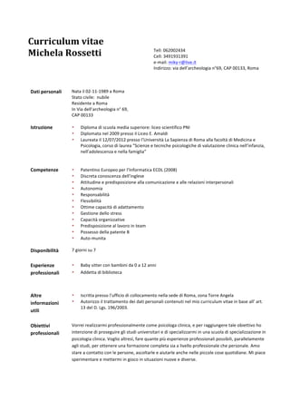 Curriculum vitae michela rossetti | PDF