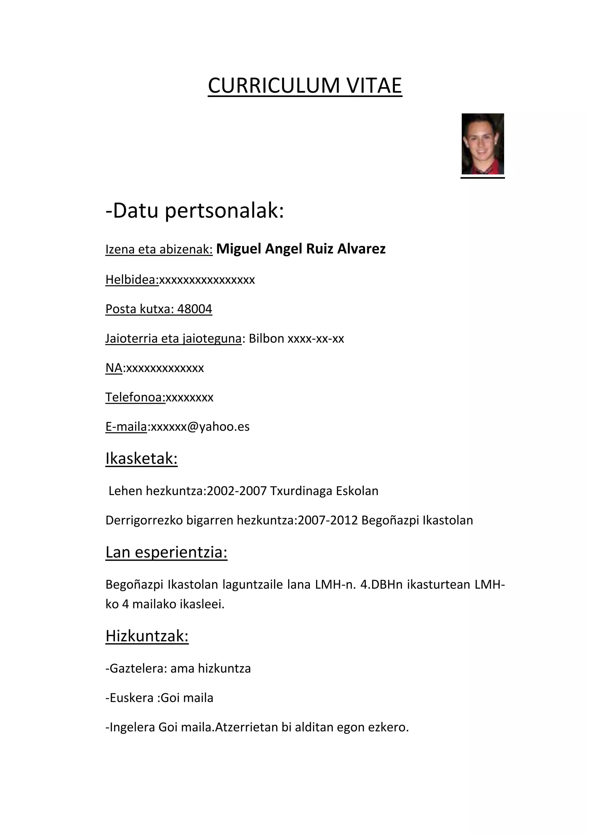 Curriculum vitae miguel | DOCX