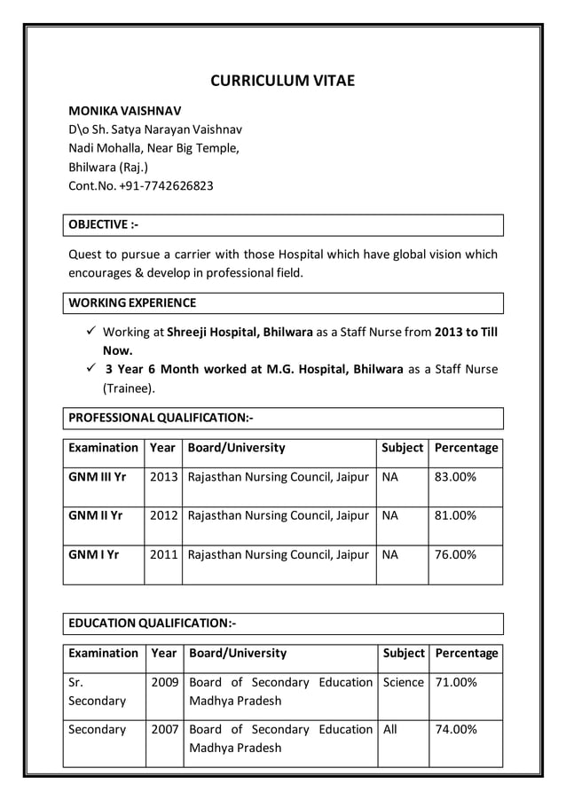 Curriculum vitae monika vaishnav | DOCX | Healthcare Industry | Industries