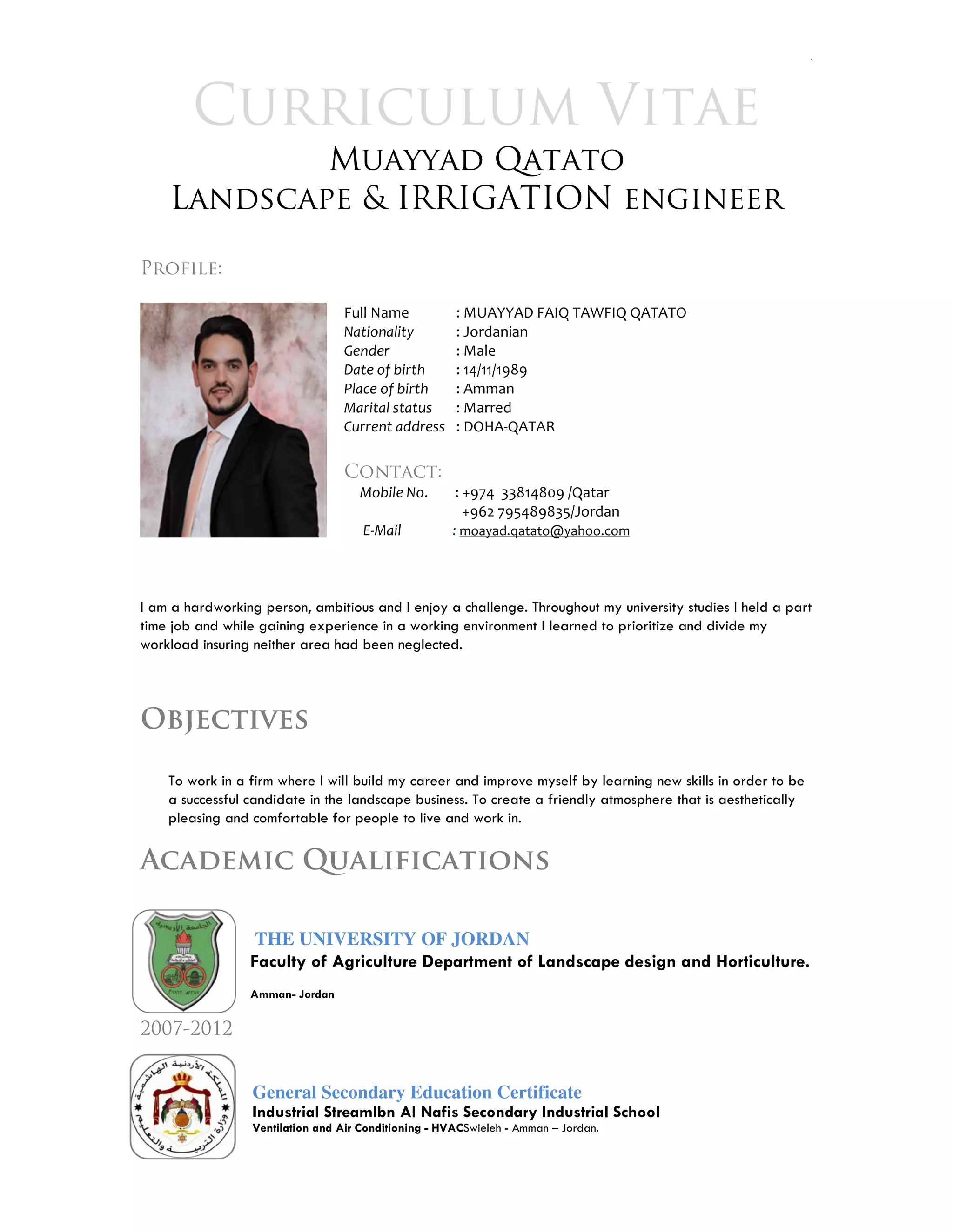 Curriculum vitae muayyad qatato (cv) | PDF