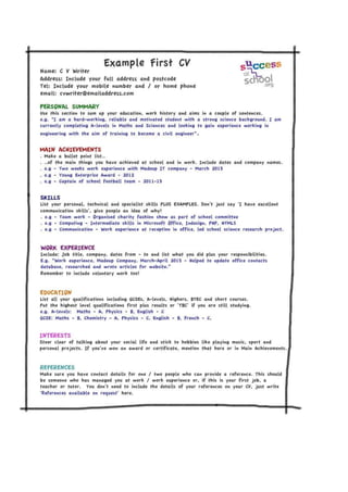Curriculum vitae & notes | DOCX