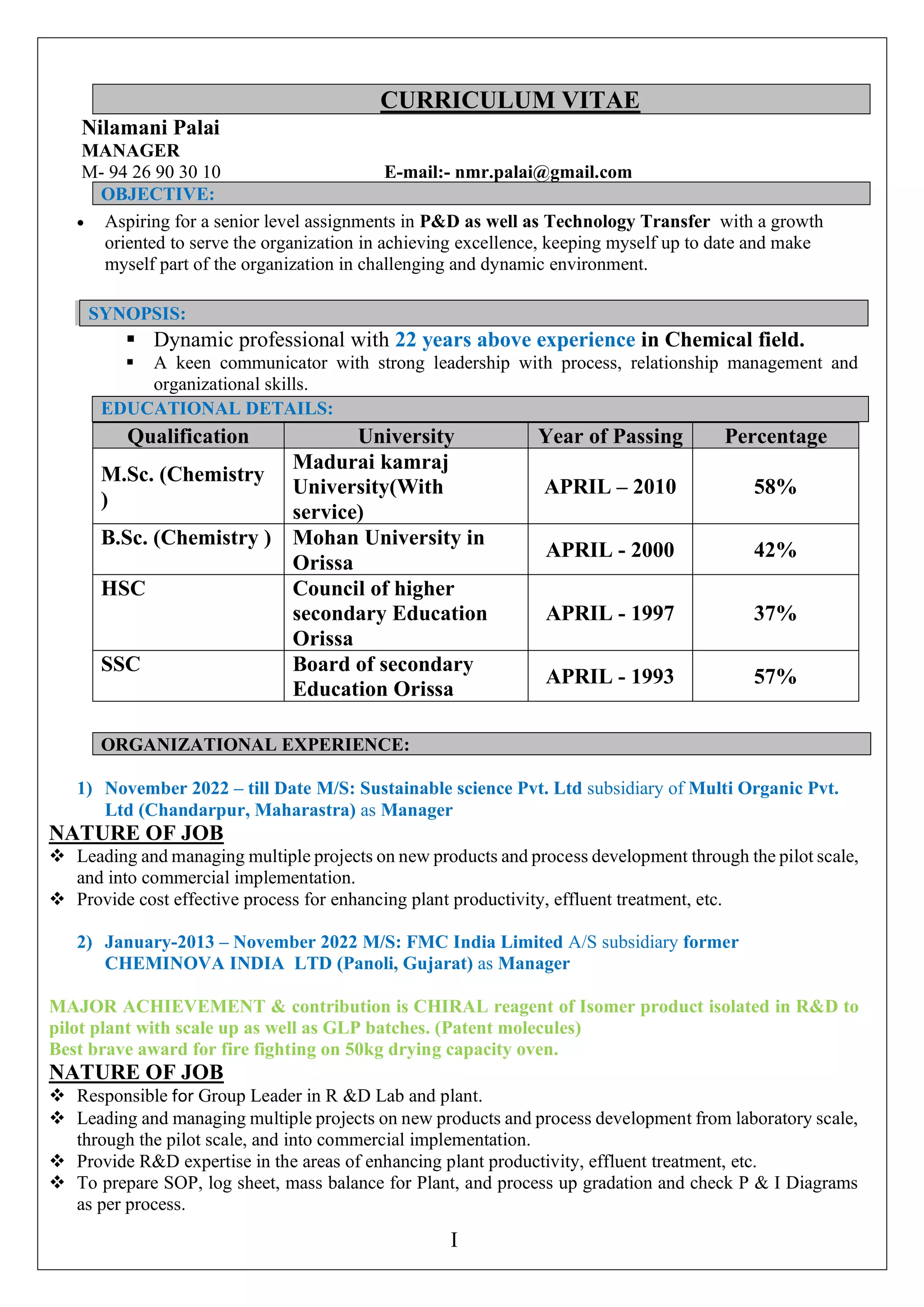 CURRICULUM VITAE NPP.pdf | Chemistry | Science