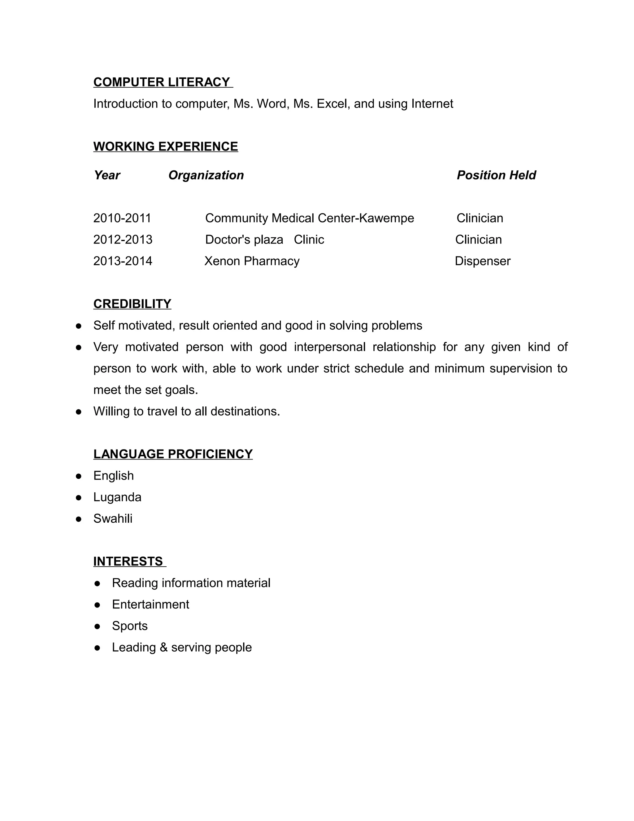 Curriculumvitae ntegefarouk | DOC