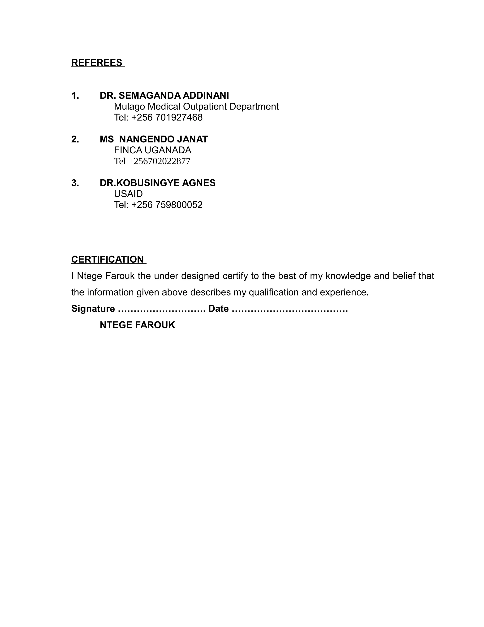 Curriculumvitae ntegefarouk | DOC