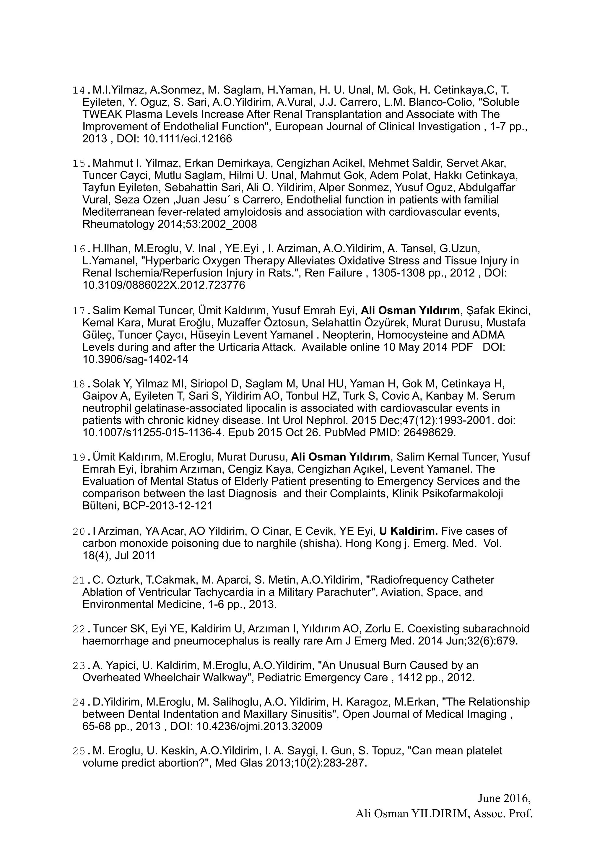 Curriculum vitae of ali osman yildirim june 2016 | PDF