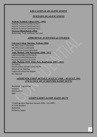 Curriculum vitae of Charl Eksteen | PDF