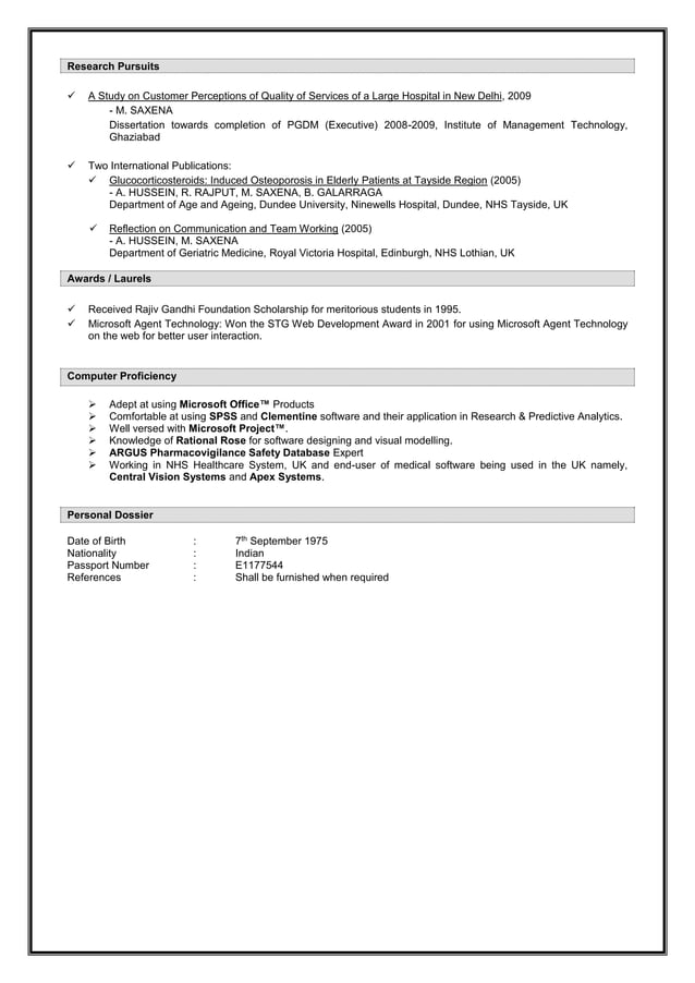 Curriculum Vitaeof Dr.Mohit Saxena | DOCX