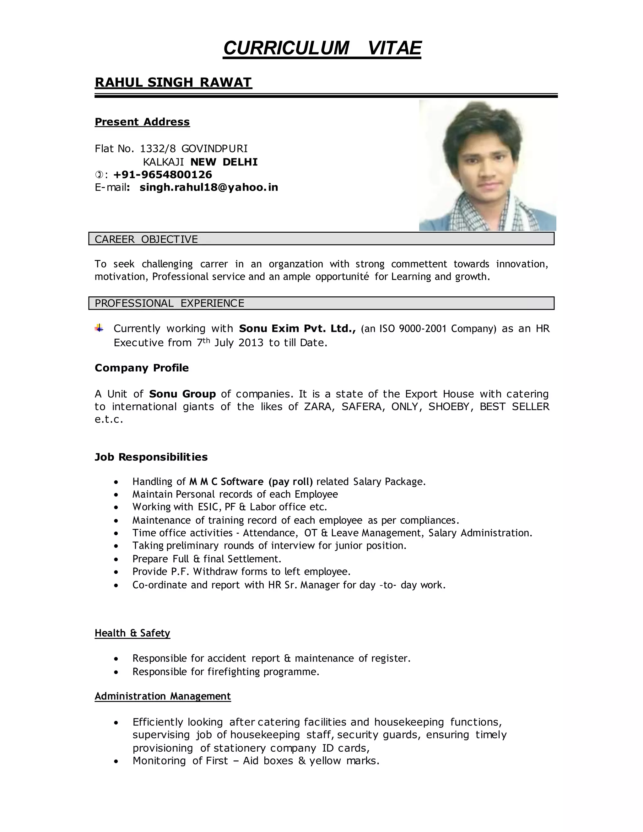 Curriculum vitae of rahul singh rawat | DOCX