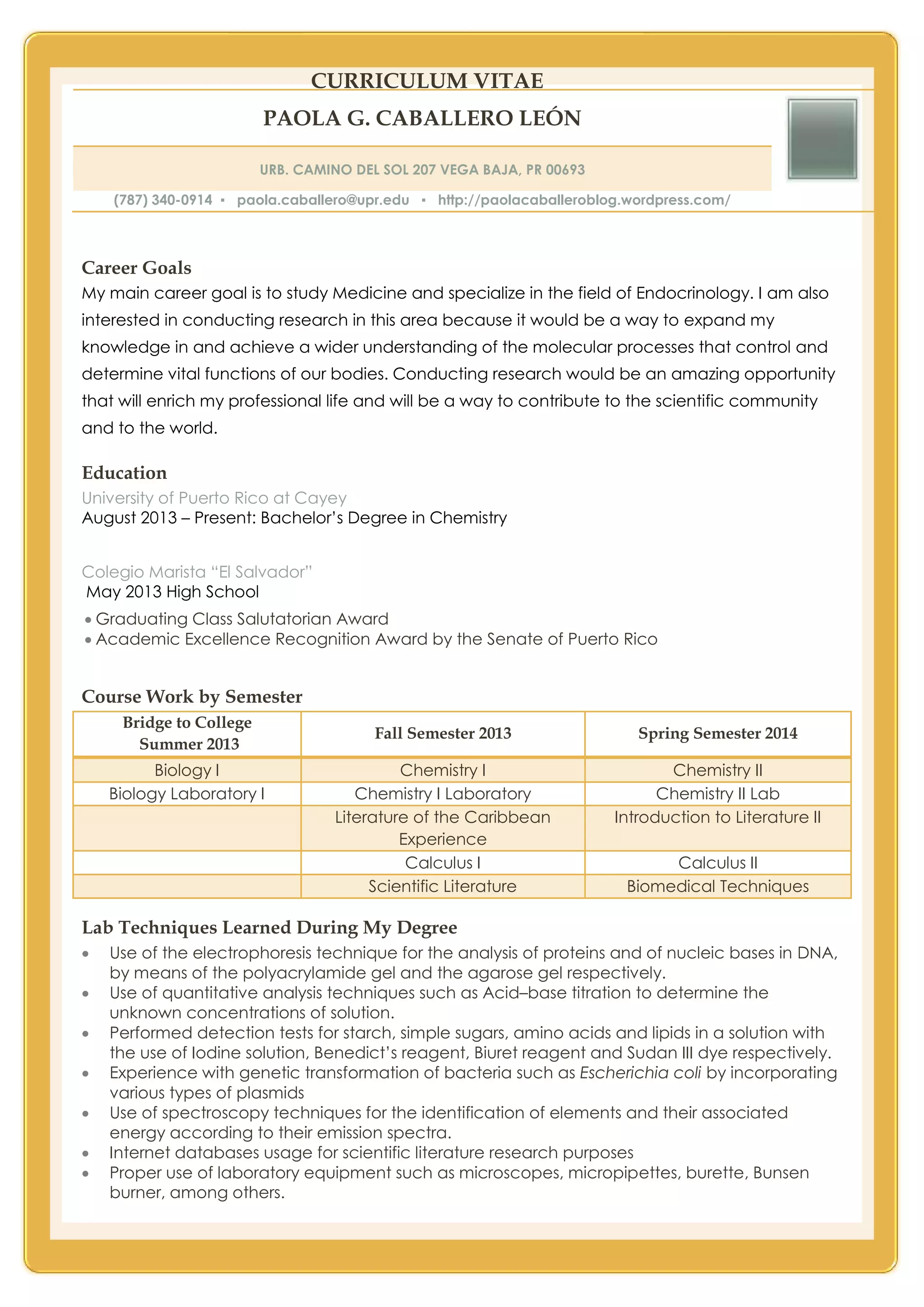 Curriculum vitae paola mayo 2014 | PDF