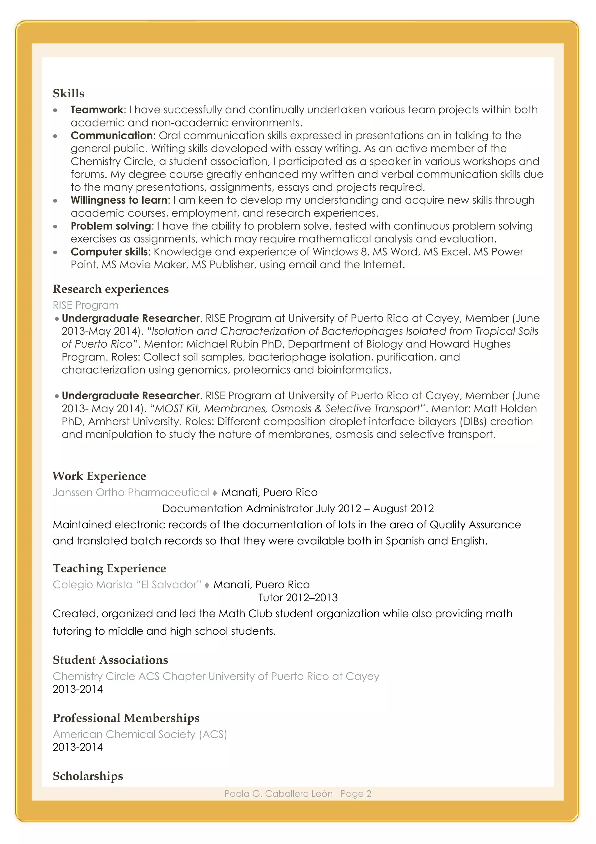 Curriculum vitae paola mayo 2014 | PDF