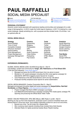 Social Media Skills CV | PDF