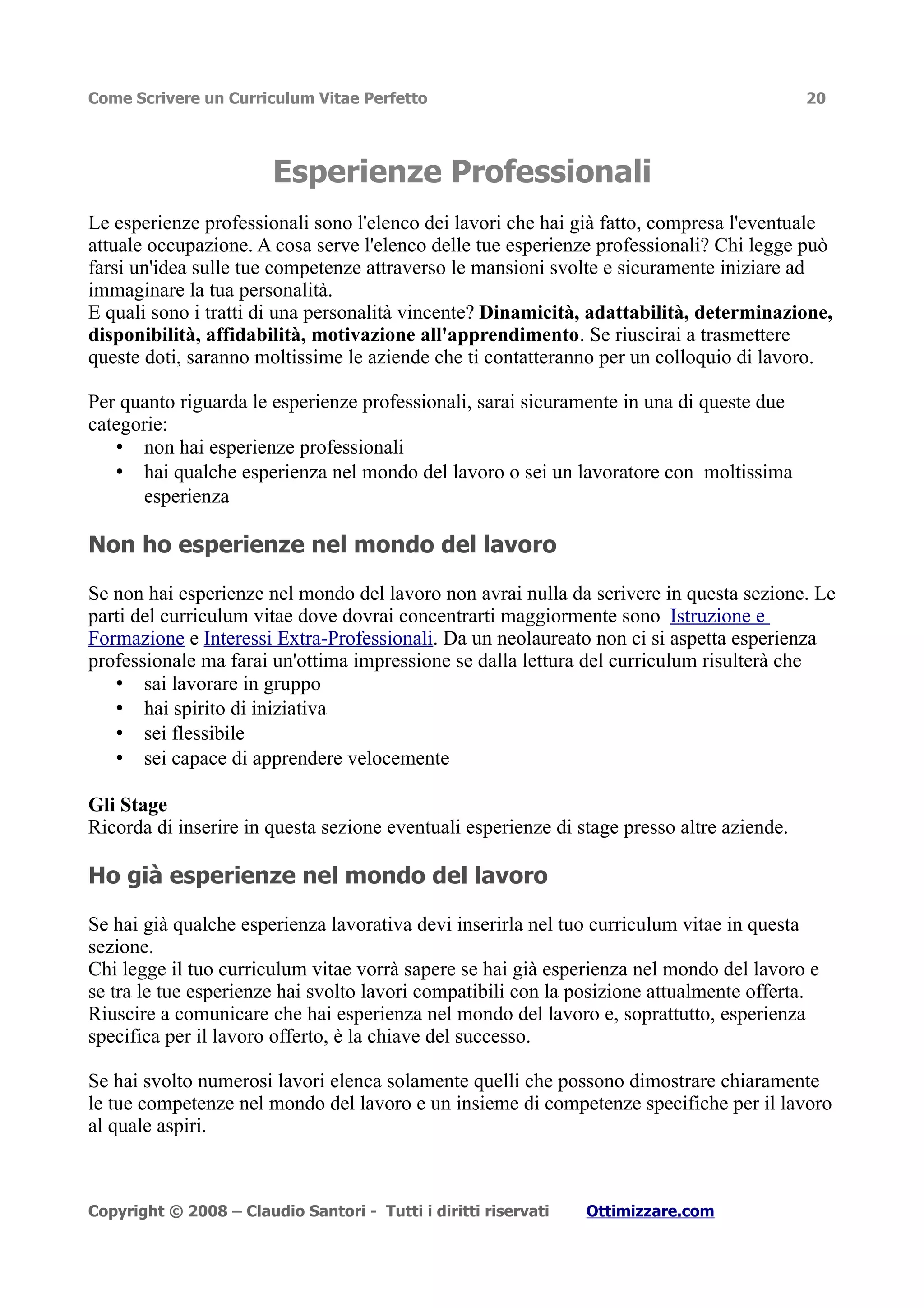 Curriculum vitae perfetto | PDF
