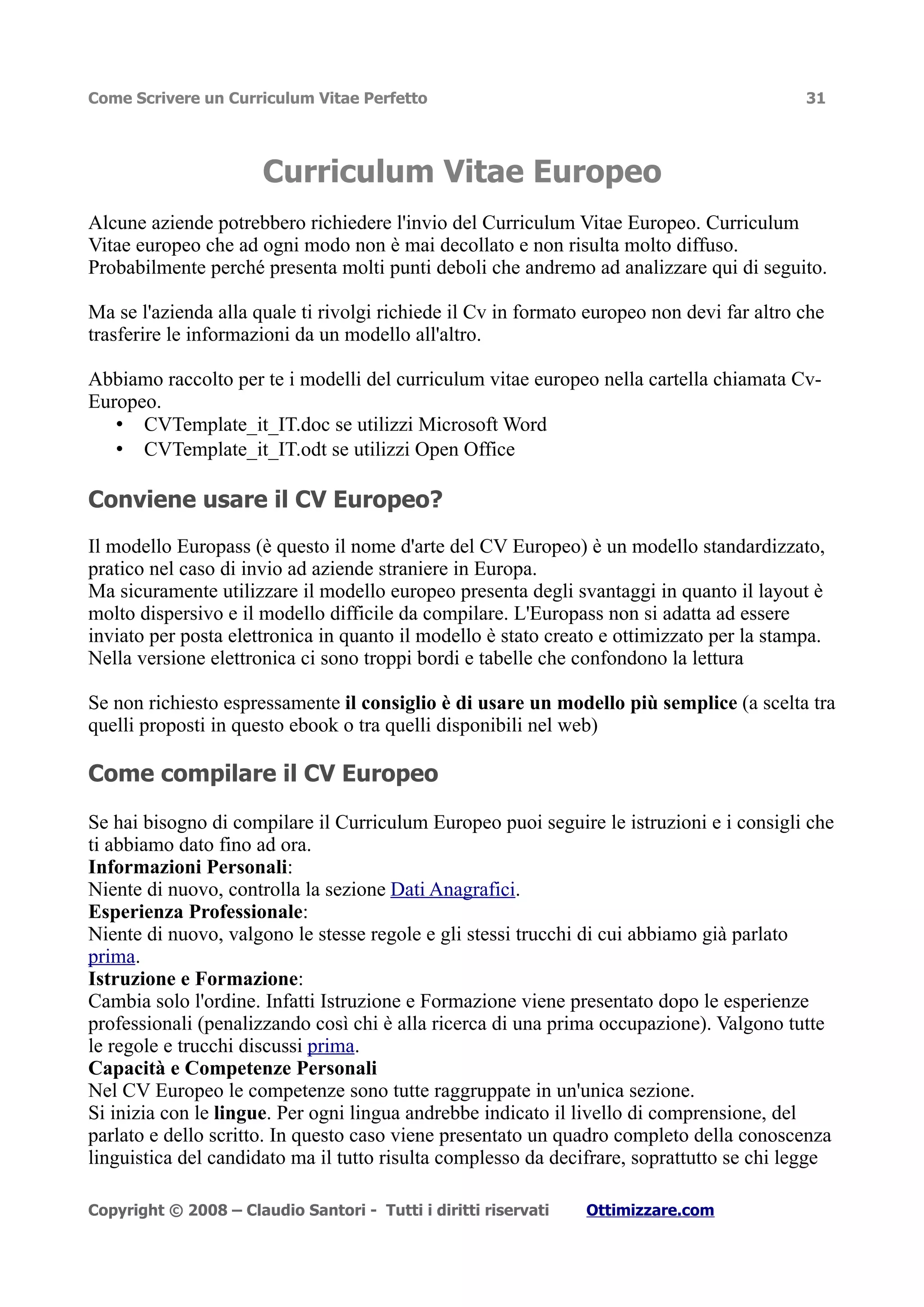 Curriculum vitae perfetto | PDF