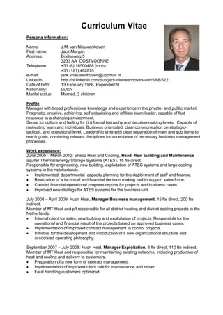 Curriculum Vitae Profiel En Managementstijl V2 Eng 120717 | PDF ...
