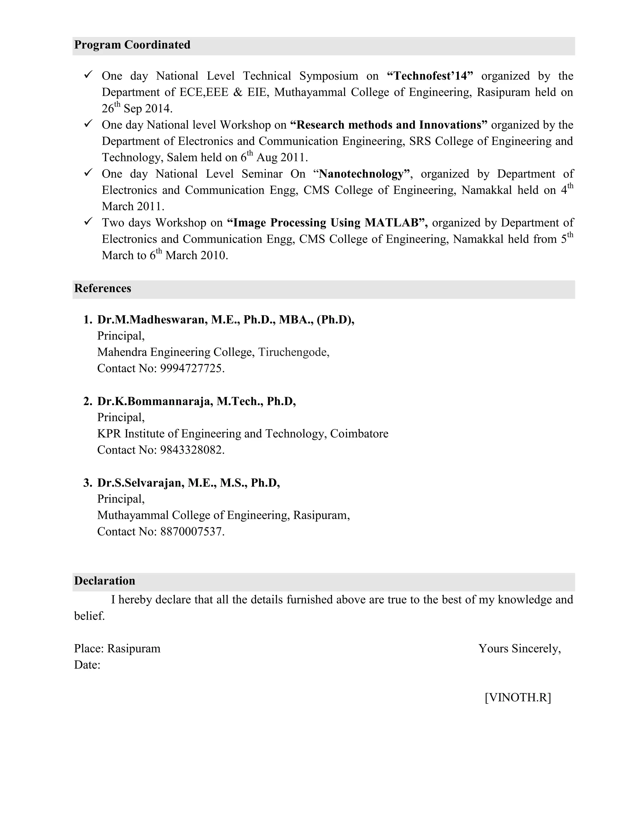 Curriculum vitae r.vinoth | PDF