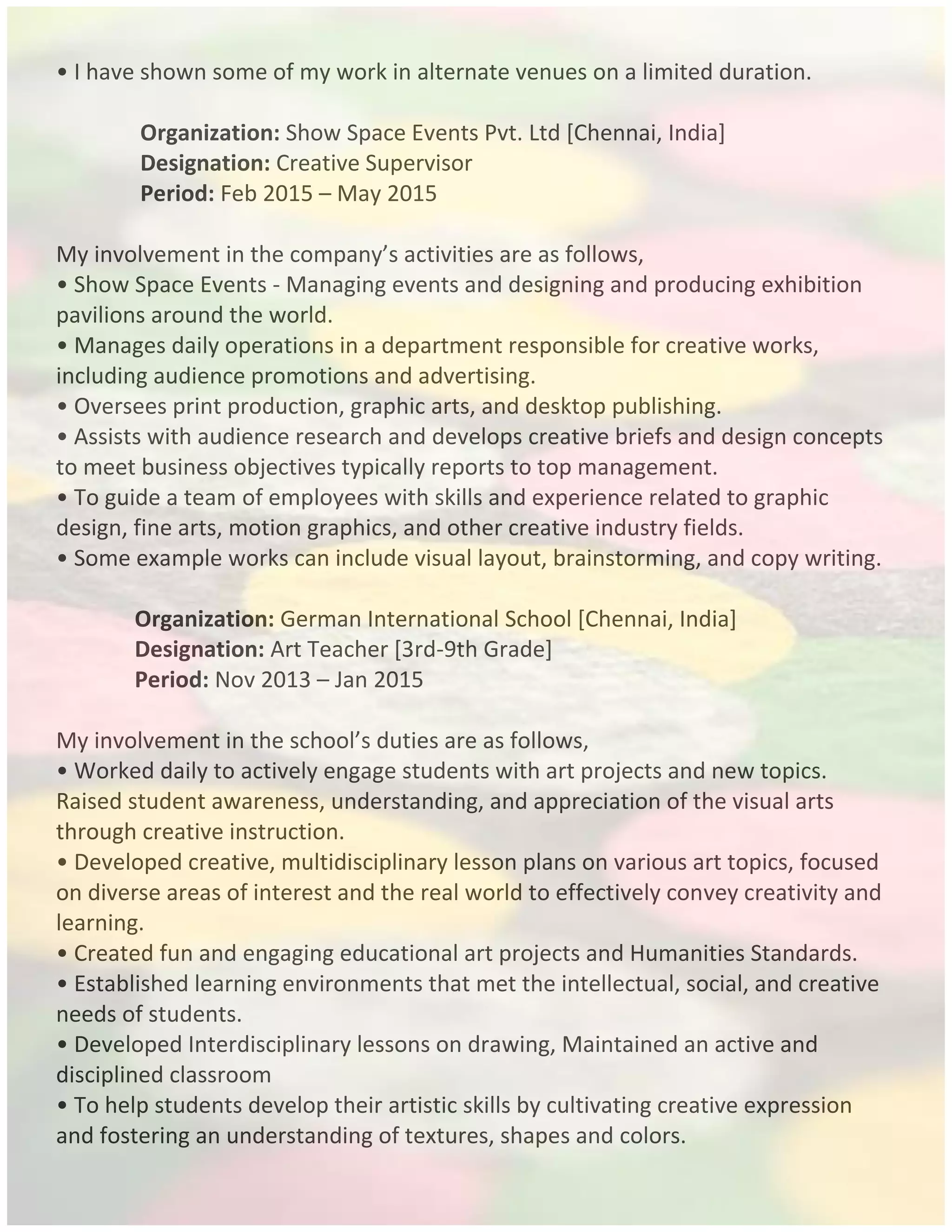 Curriculum vitae ranjith | PDF | Photography | Arts and Crafts