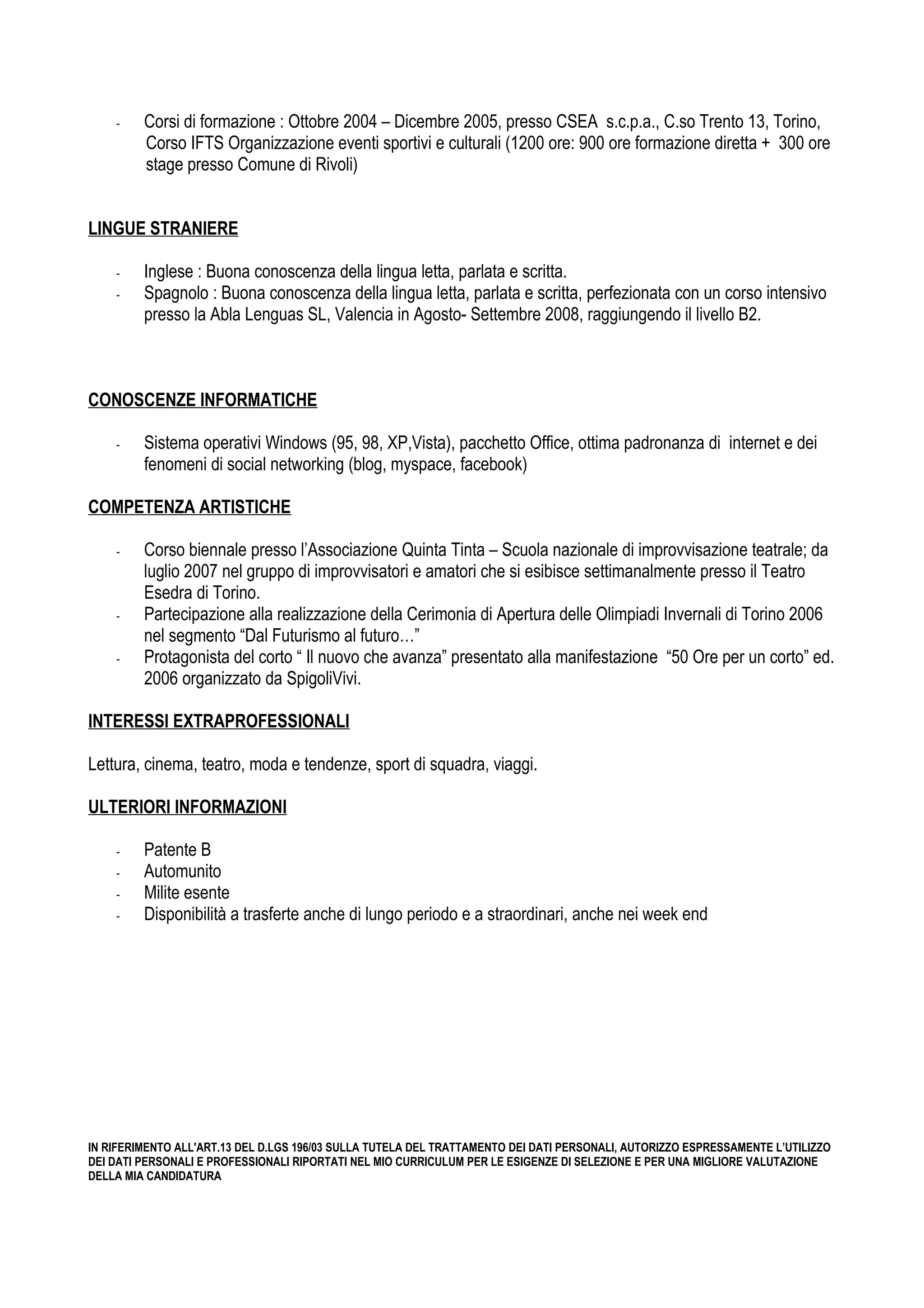 Curriculum Vitae Roberto Tavella | DOC