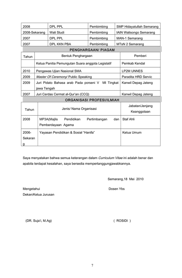 Curriculum vitae rosidi 2010 | PDF