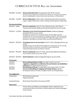 Curriculum vitae roy van amsterdam | PDF