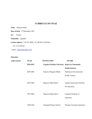 Curriculum vitae sarah | DOCX
