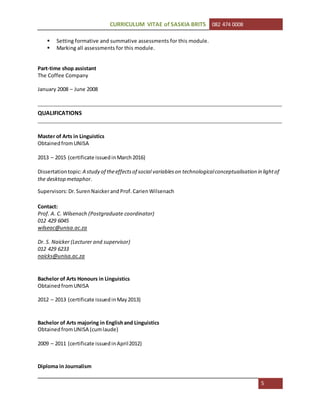 Curriculum vitae Saskia Brits | DOCX