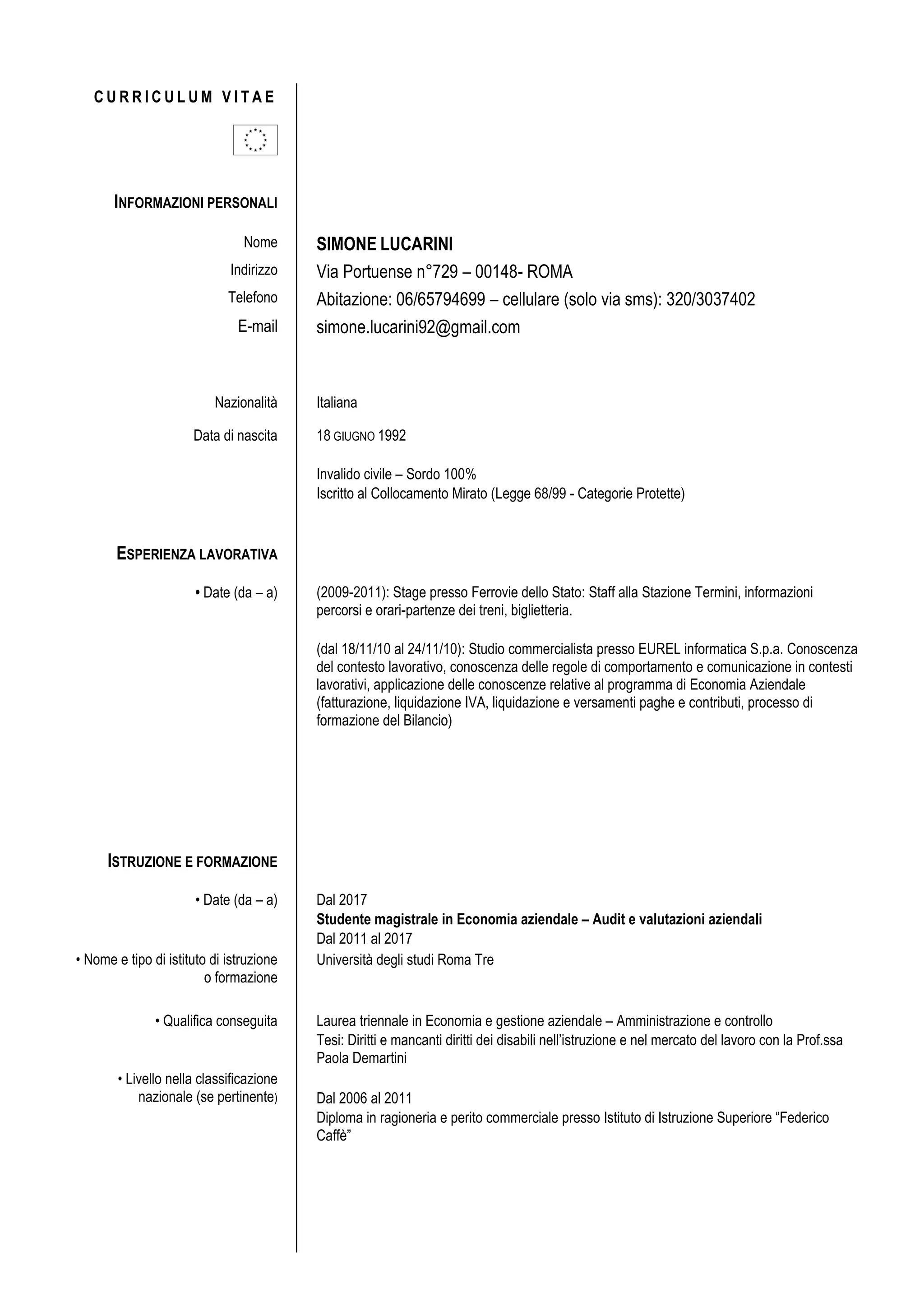 Curriculum vitae simone lucarini | PDF