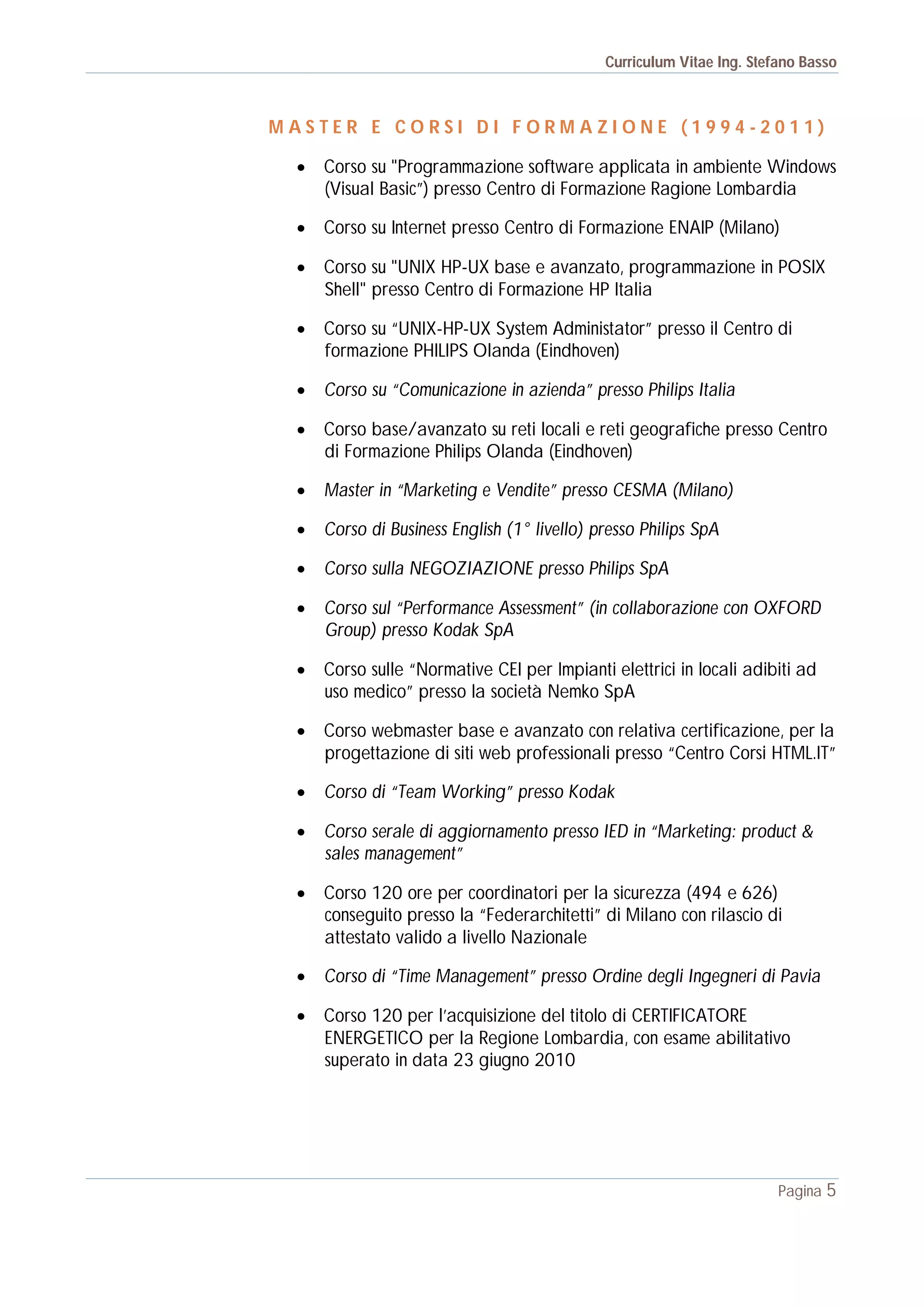 Curriculum vitae stefano_basso | PDF