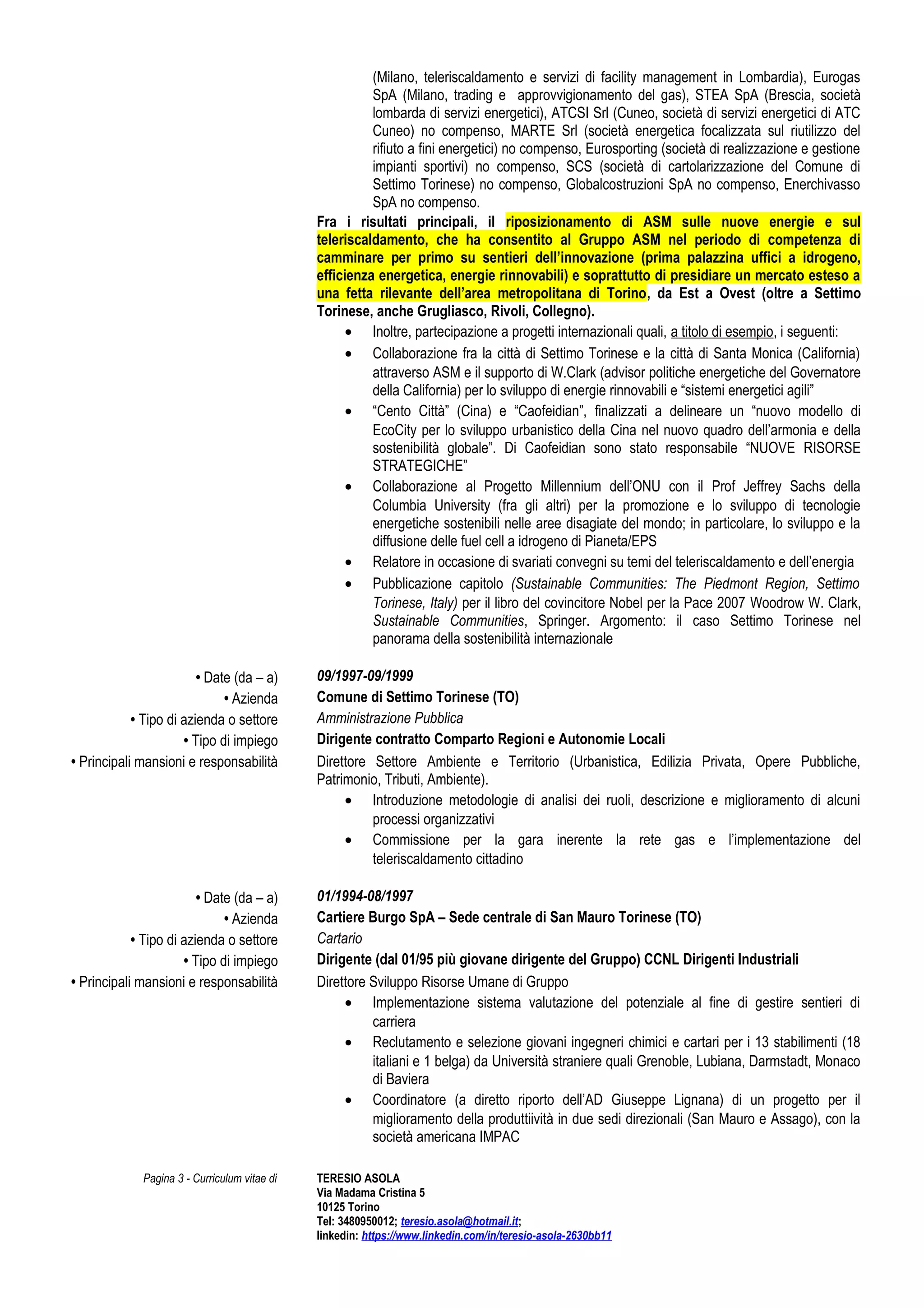Curriculum vitae Teresio Asola | DOC