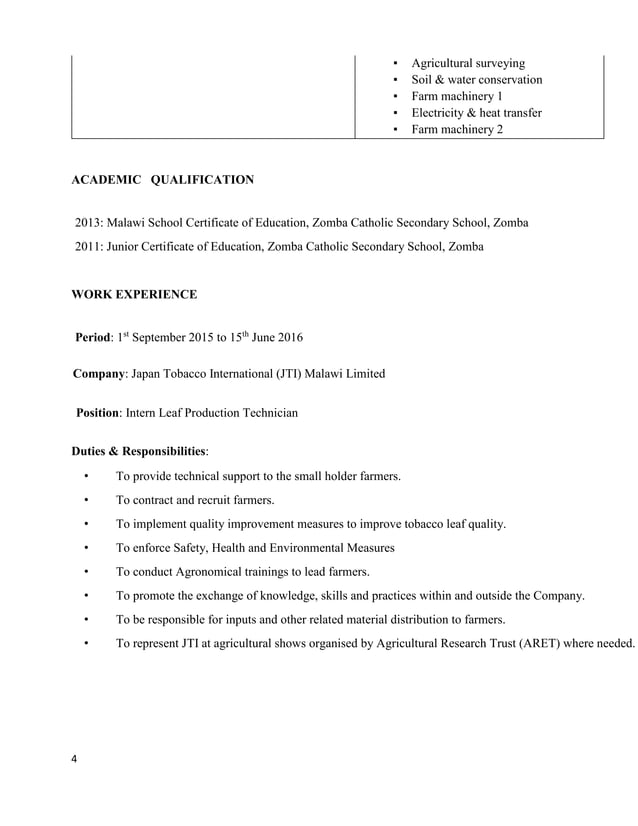 Curriculum vitae updated joseph msonkho2 | PDF