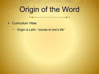 Curriculum Vitae workshop | PPTX