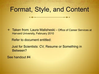 Curriculum Vitae workshop | PPTX