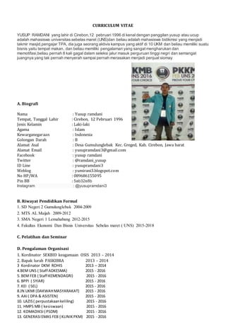 Curriculum vitae yusup ramdani | PDF