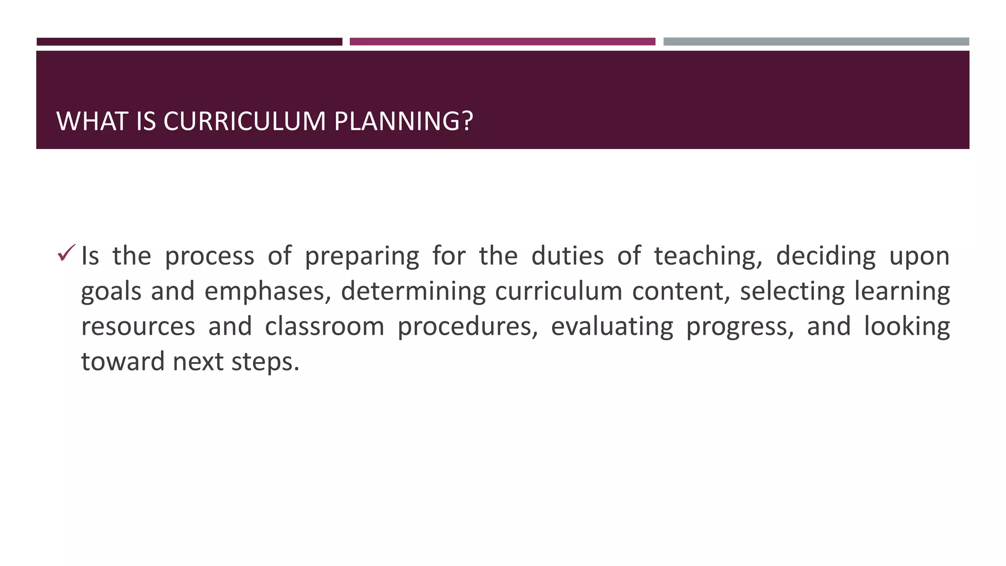 Curriculum planning | PPTX