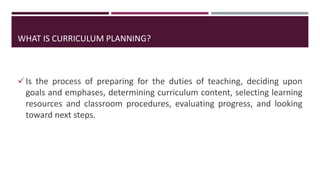 Curriculum planning | PPTX
