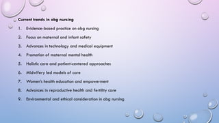 Introduction to obstetrics and gynaecological nursing | PPTX