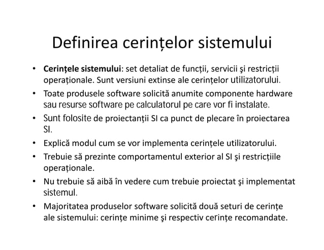 Curs 3 definirea cerinţelor sistemului | PPT