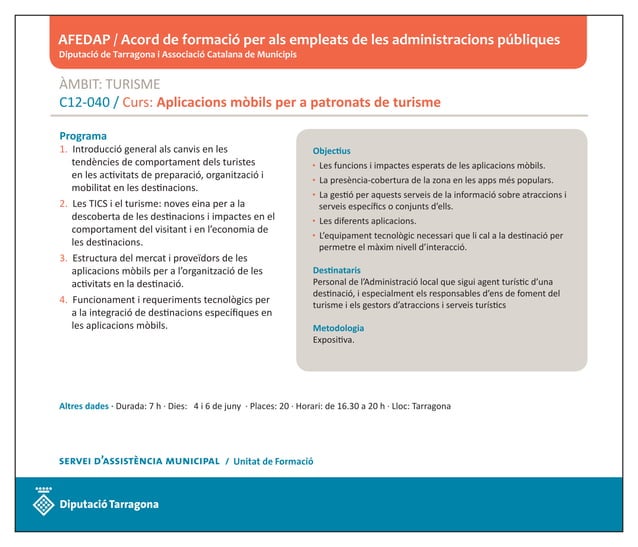 Curs Diputació de Tarragona: Aplicacions mòbils per a Patronats de ...