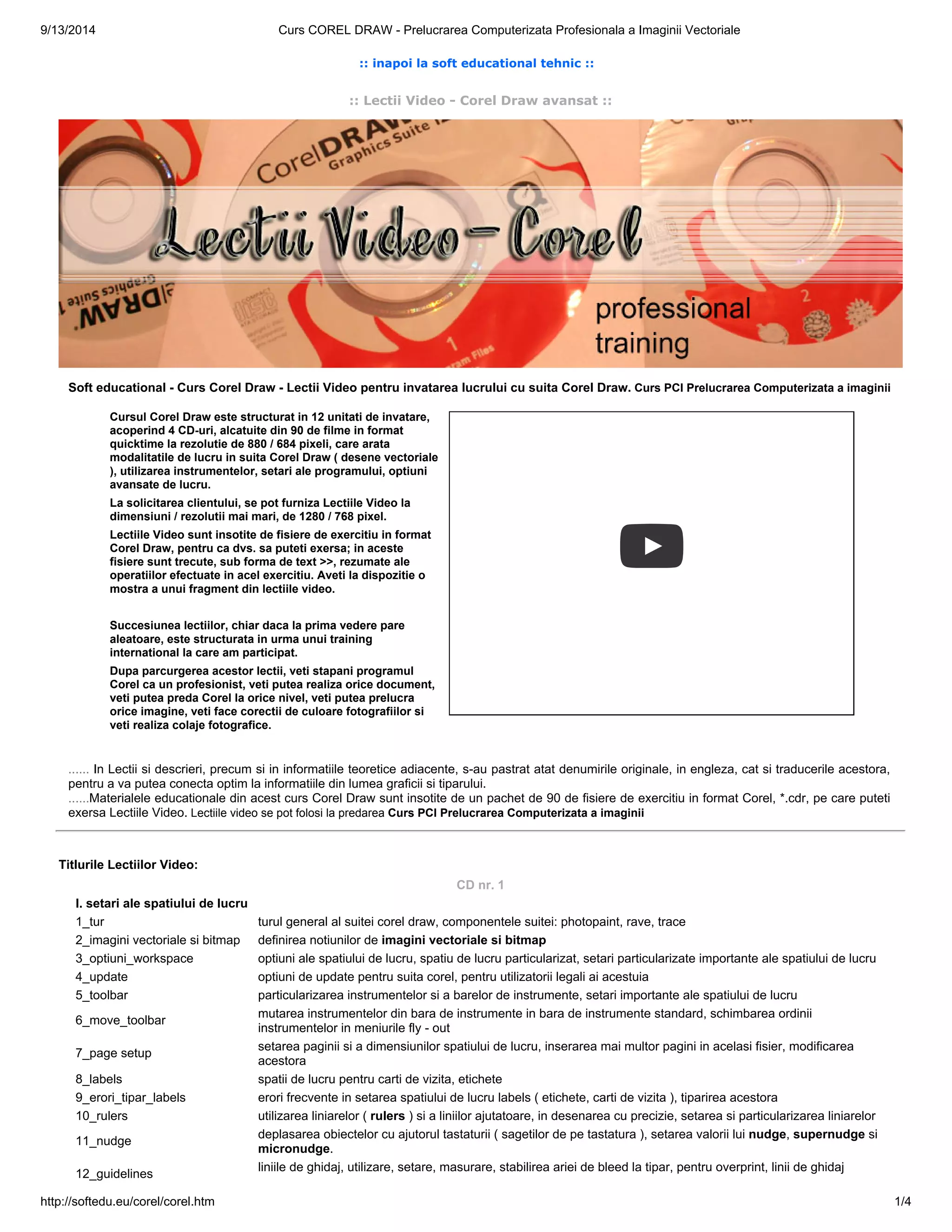 Curs corel draw prelucrarea computerizata profesionala a imaginii ...