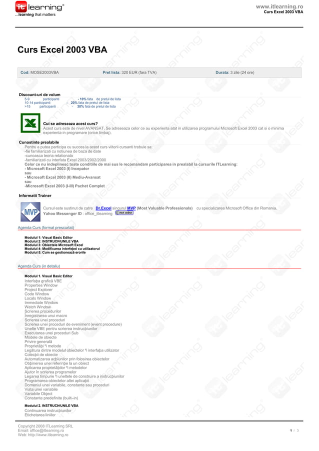 Curs excel 2003 vba | PDF