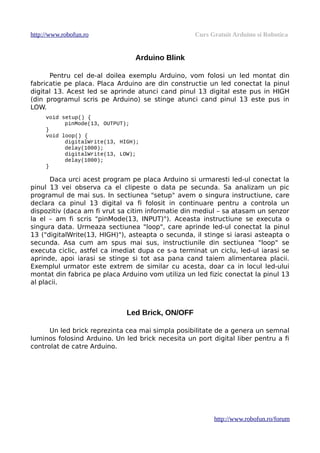 Curs gratuitarduino lectia1-arduinoblink | PDF