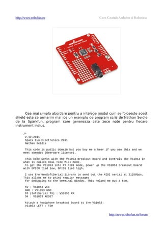 Curs gratuitarduino lectia11-muzicacuarduino | PDF