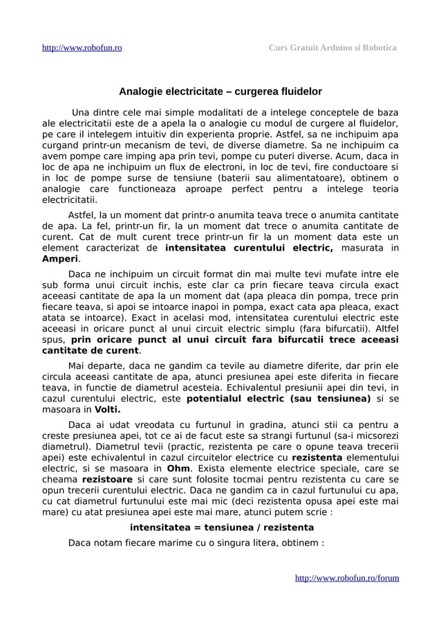 Curs gratuitarduino lectia14-analogieelectricitatecurgereafluidelor-proiect-floare | PDF
