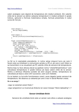 Curs gratuitarduino lectia2-senzorianalogici | PDF